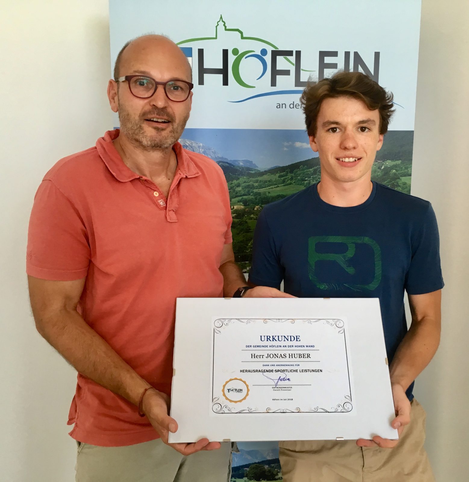 Urkunde für Jonas Huber und Martin Demuth - Gemeinde Höflein an der ...