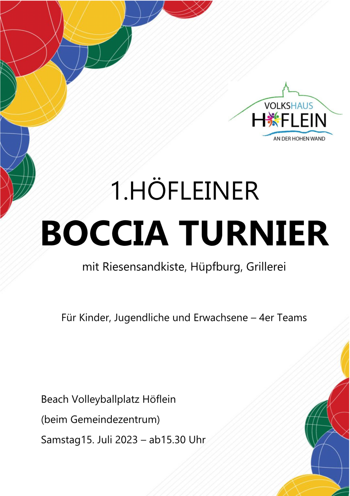 Boccia-Turnier am Beachvolleyballplatz - Gemeinde Höflein an der Hohen Wand